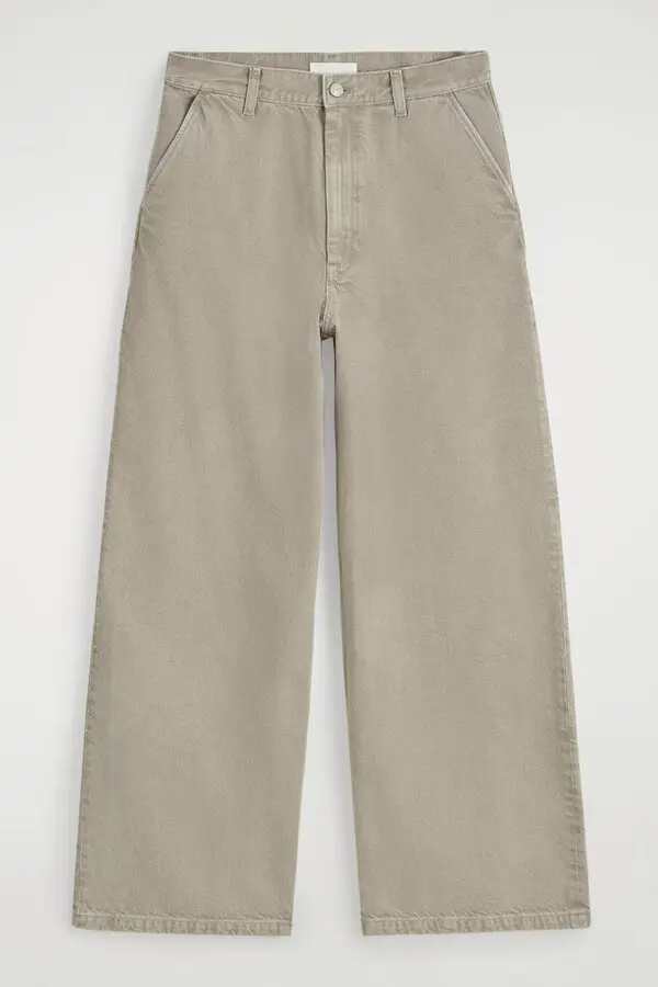 Cos Wide-leg Denim Pants - Gray