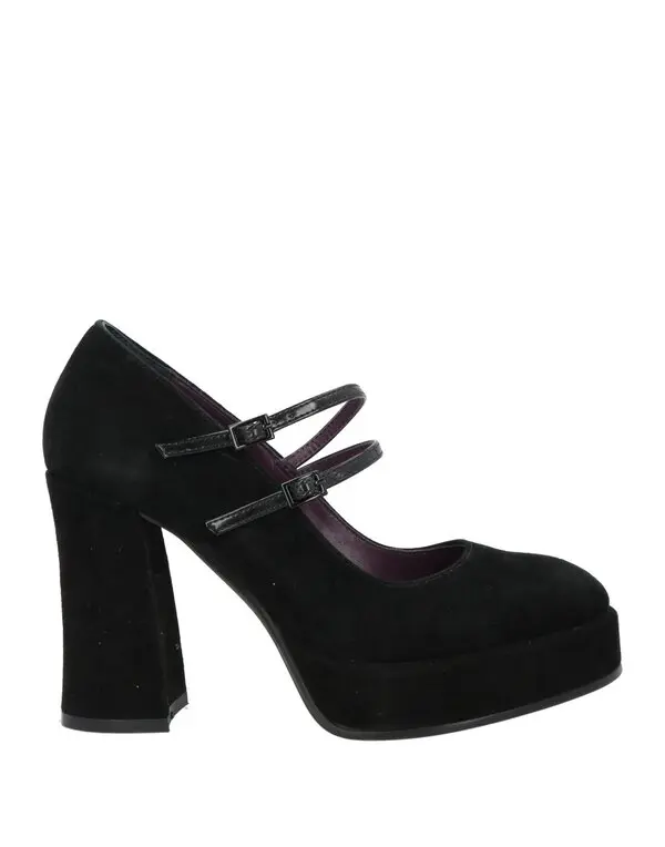 APEPAZZA Suede Mary Jane Pumps With Buckle Fastening And Geometric Heel
