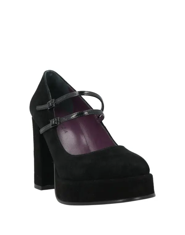 APEPAZZA Suede Mary Jane Pumps With Buckle Fastening And Geometric Heel