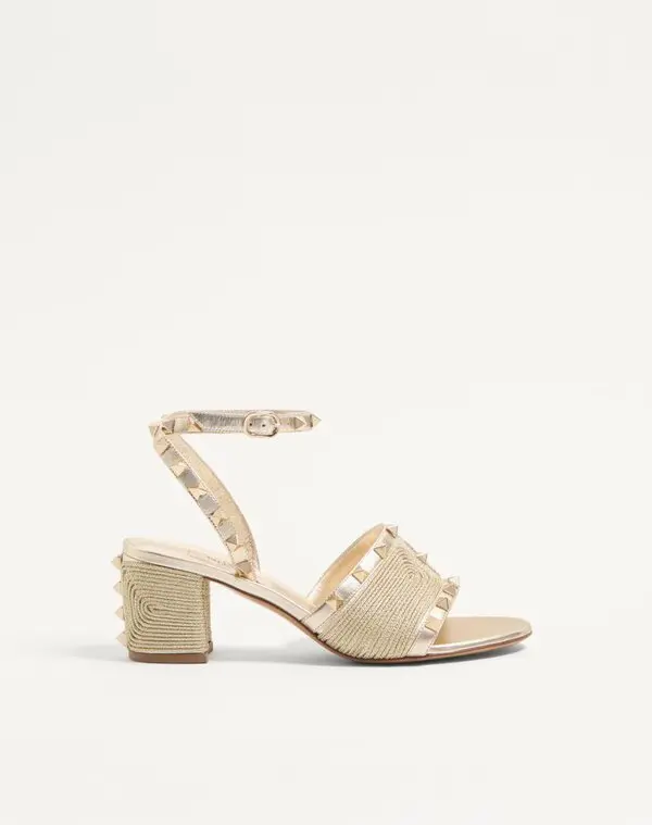 Valentino Garavani Rockstud Sandal With Cornely Embroidery - Platinum