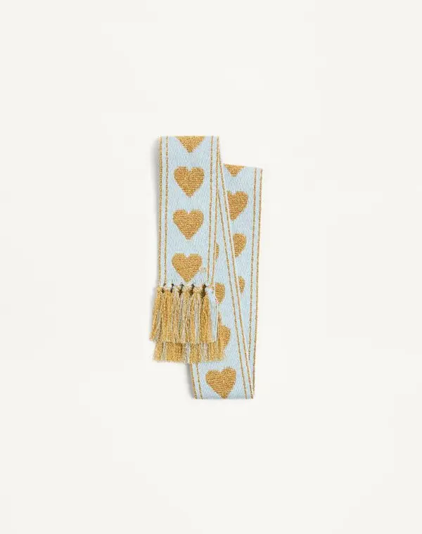 Valentino Garavani Antibes Scarf With Metallic Fibre - Sky Blue/gold