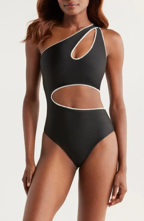 BOAMAR Etro Asymmetric Cutout One-piece Swimsuit - Black White