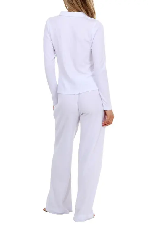 Honeydew Intimates Coffee Club Waffle Knit Pajamas - White