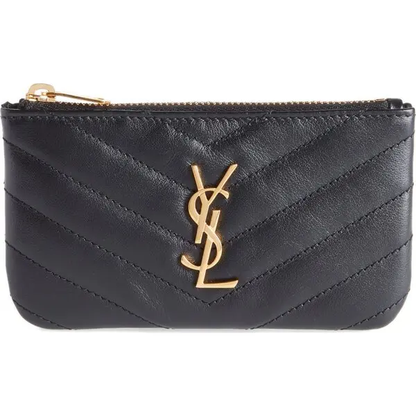 Saint Laurent Monogram Leather Key Pouch