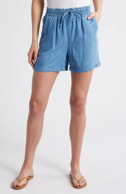 BEACHLUNCHLOUNGE Tiney Tie Waist Chambray Shorts - Blue Wash
