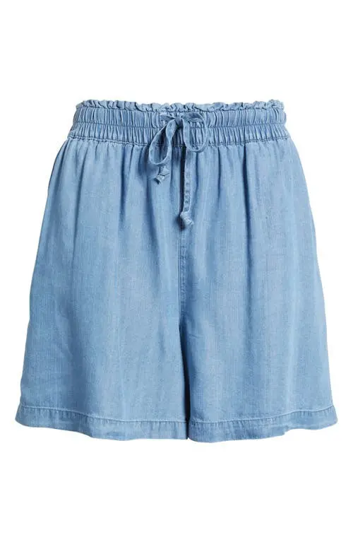 BEACHLUNCHLOUNGE Tiney Tie Waist Chambray Shorts - Blue Wash