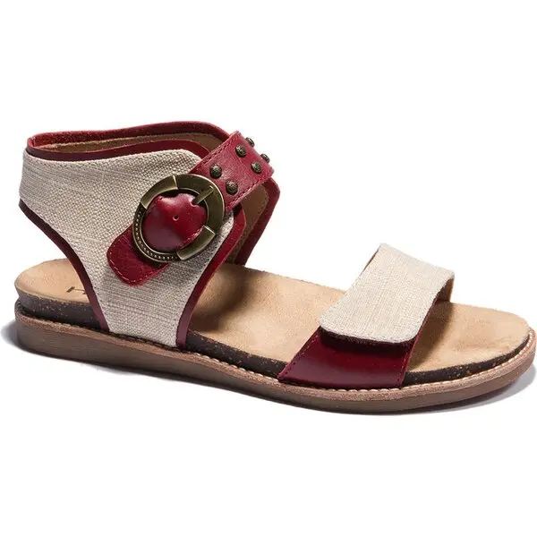 HALSA FOOTWEAR Bari Sandal - Dark Red/ Natural