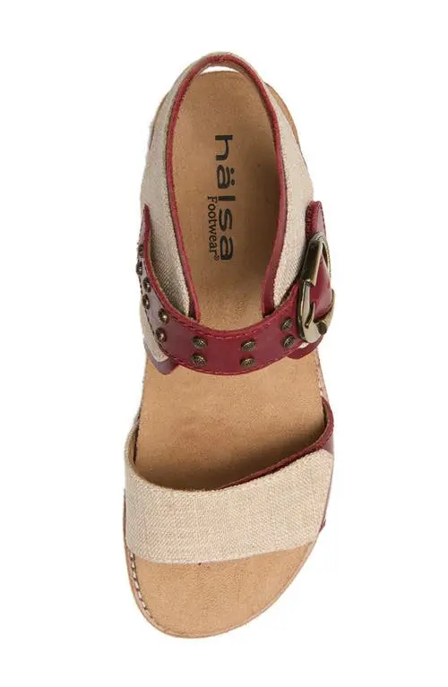 HALSA FOOTWEAR Bari Sandal - Dark Red/ Natural