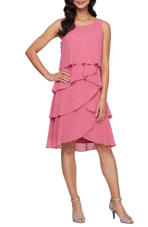 white christmas dresses SL Fashions Womens Metallic-Trim Sheath Capelet Dress Pink 8 main image 1