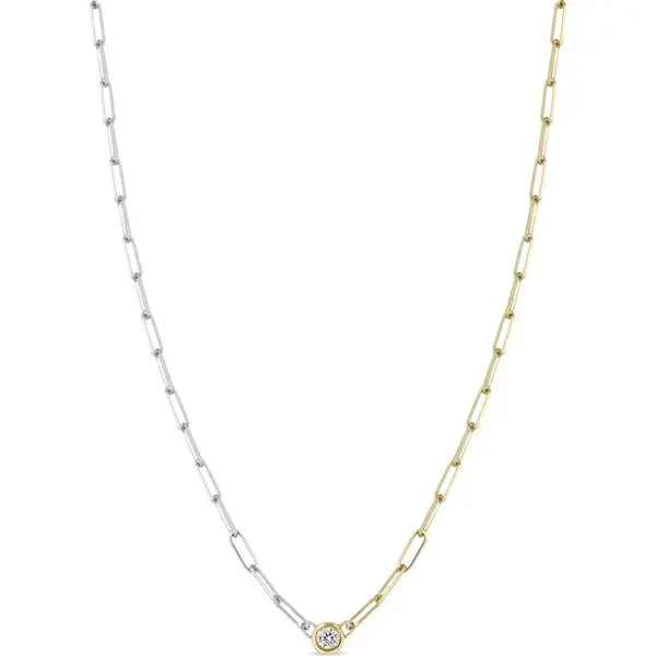 Zoe Chicco Diamond Bezel Chain Necklace - 14k Yellow Gold