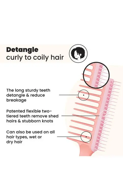 TANGLE TEEZER Wide Tooth Dual Sided Comb - Peach