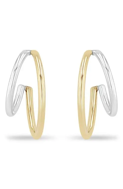 Zoe Chicco Two-tone Double Hoop Earrings - 14k Yellow Gold