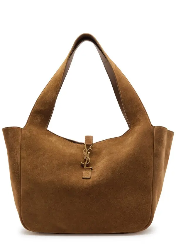 Saint Laurent Logo Suede Cabas Tote Brown Editorialist