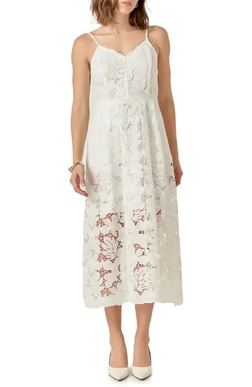 Endless Rose Sequin & Lace Midi Dress - White