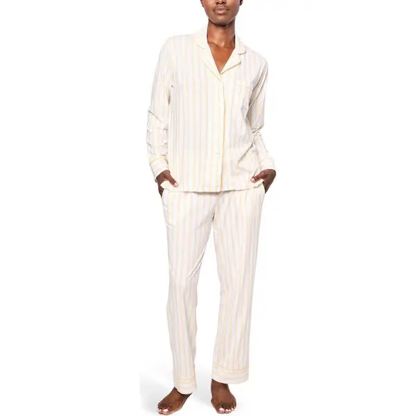 PETITE PLUME Sunny Stripe Pima Cotton Pajamas - Yellow