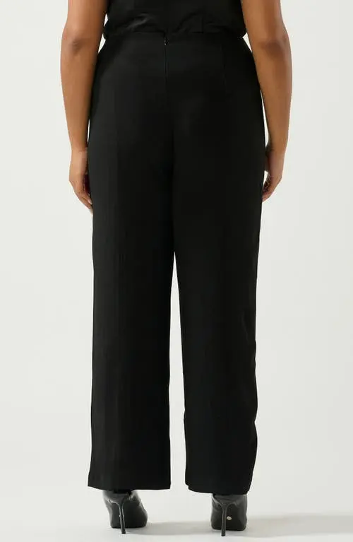 ESTELLE Hollywood Waist Straight Leg Pants - Black