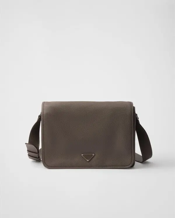 Prada Leather Shoulder Bag - Bamboo Gray