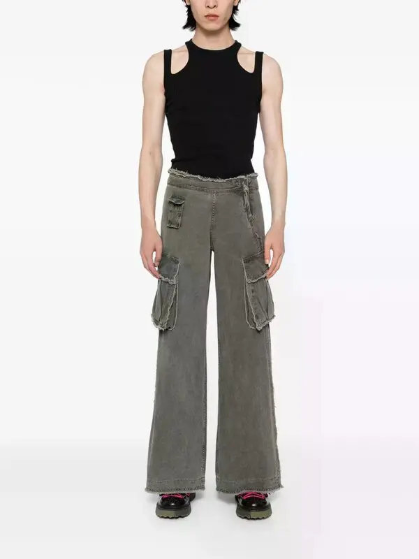 GROUND ZERO Frayed Cargo Trousers - Green