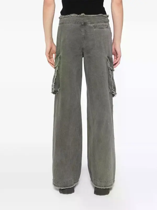 GROUND ZERO Frayed Cargo Trousers - Green