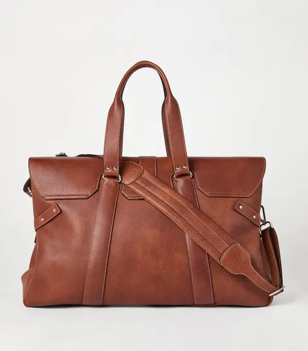 Brunello Cucinelli Leather Country Weekender Holdall Brown