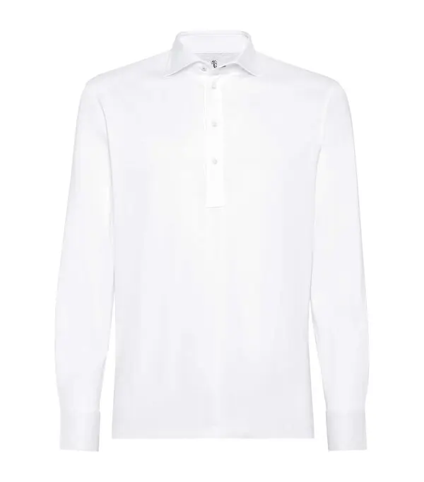 Brunello Cucinelli Cotton Long-sleeve Polo Shirt - White