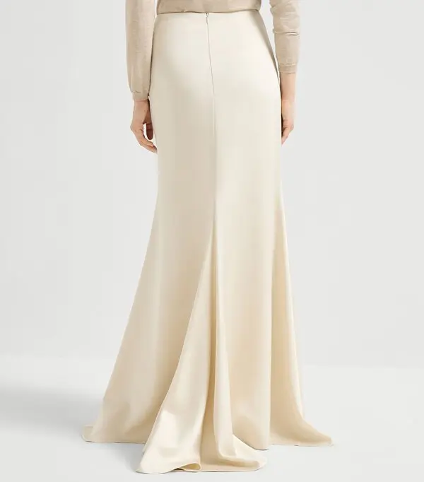 Brunello Cucinelli Satin Maxi Skirt - Yellow