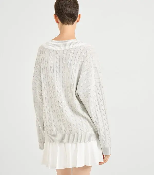 Brunello Cucinelli Cotton Cable-knit V-neck Sweater