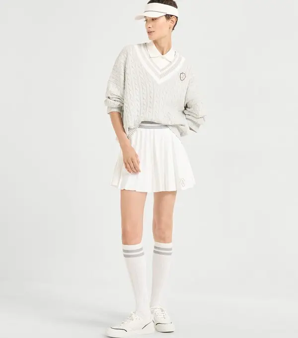 Brunello Cucinelli Cotton Cable-knit V-neck Sweater