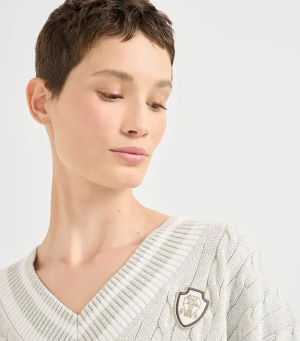 Brunello Cucinelli Cotton Cable-knit V-neck Sweater