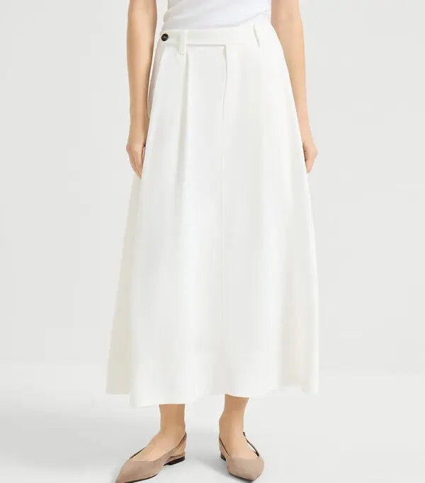 Brunello Cucinelli Twill Maxi Skirt - Beige