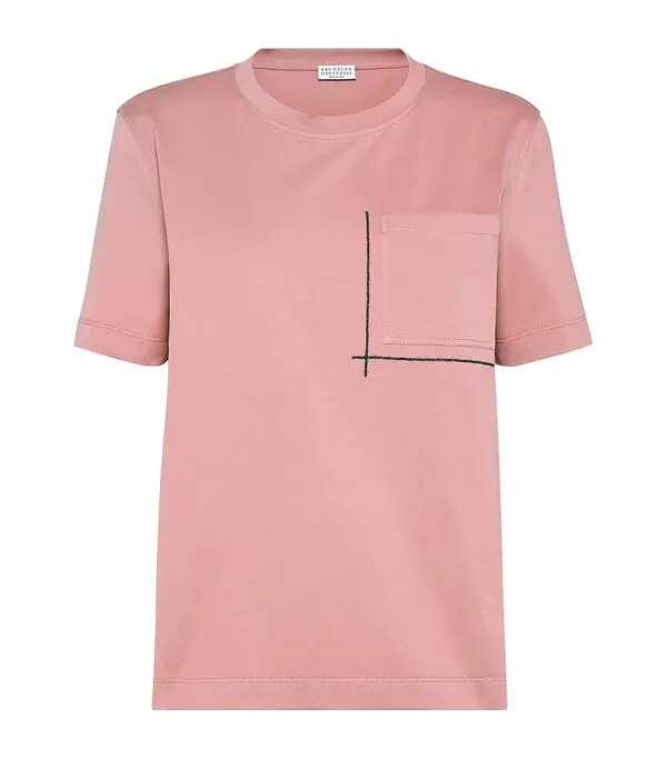 Brunello Cucinelli Cotton T-shirt With Monili Trim