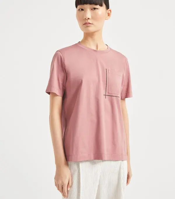Brunello Cucinelli Cotton T-shirt With Monili Trim