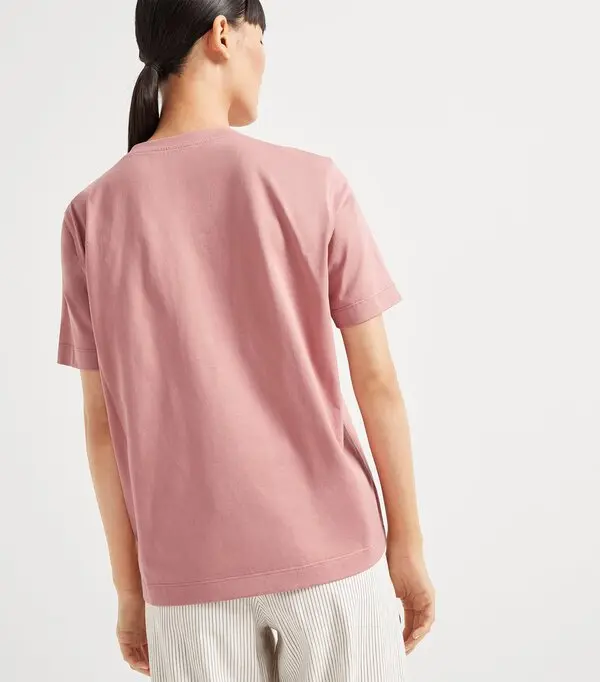 Brunello Cucinelli Cotton T-shirt With Monili Trim