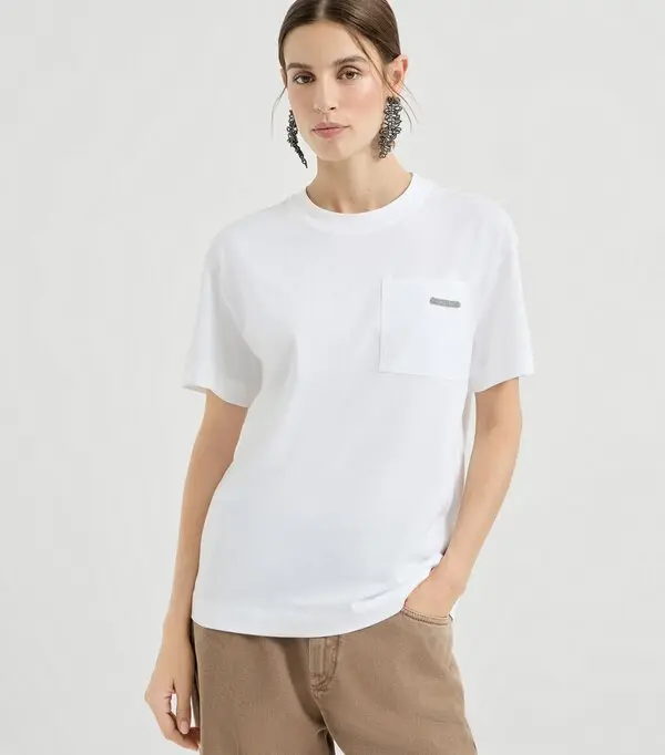 Brunello Cucinelli Cotton T-shirt With Monili Trim