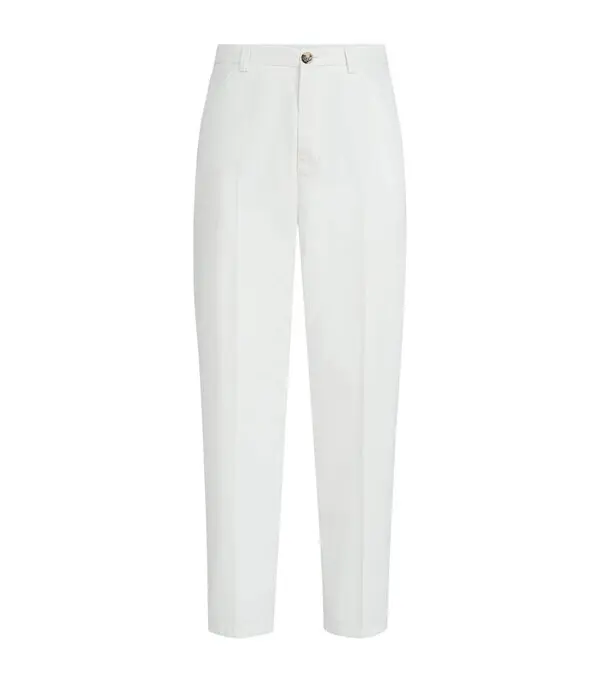 Brunello Cucinelli Cotton Gabardine Tailored Trousers - White