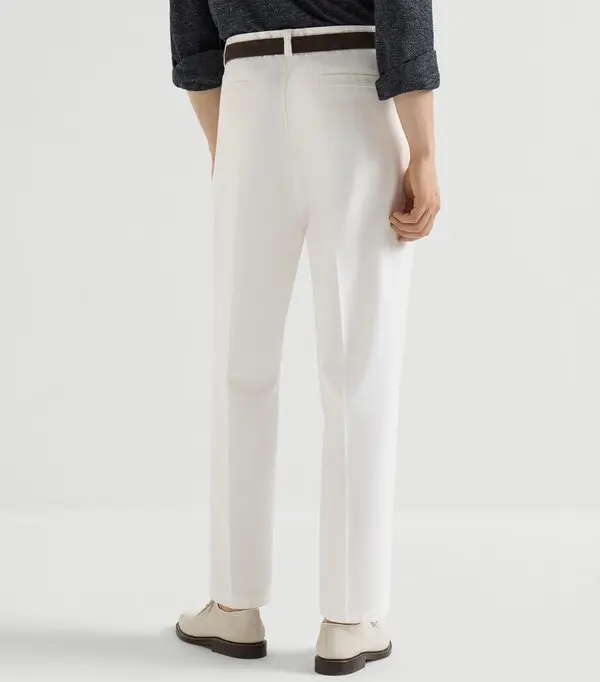 Brunello Cucinelli Cotton Gabardine Tailored Trousers - White
