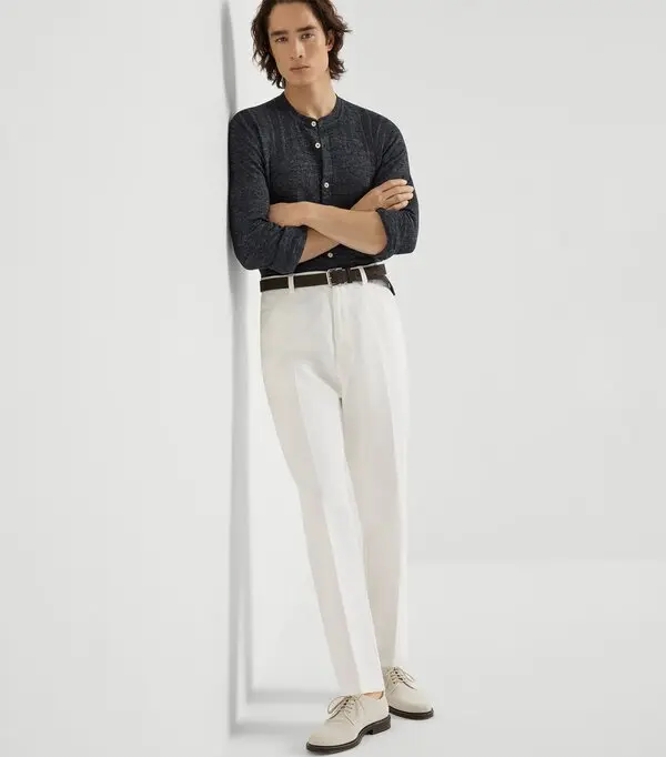 Brunello Cucinelli Cotton Gabardine Tailored Trousers - White