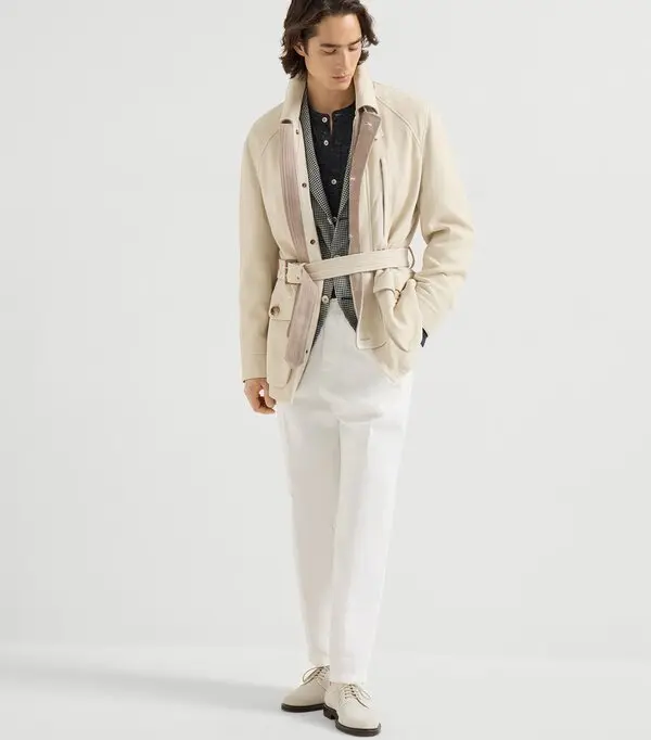 Brunello Cucinelli Cotton Gabardine Tailored Trousers - White
