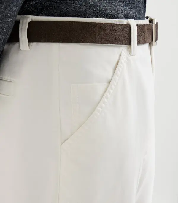 Brunello Cucinelli Cotton Gabardine Tailored Trousers - White
