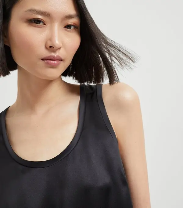 Brunello Cucinelli Stretch-silk Satin Reversible Tank Top - Black