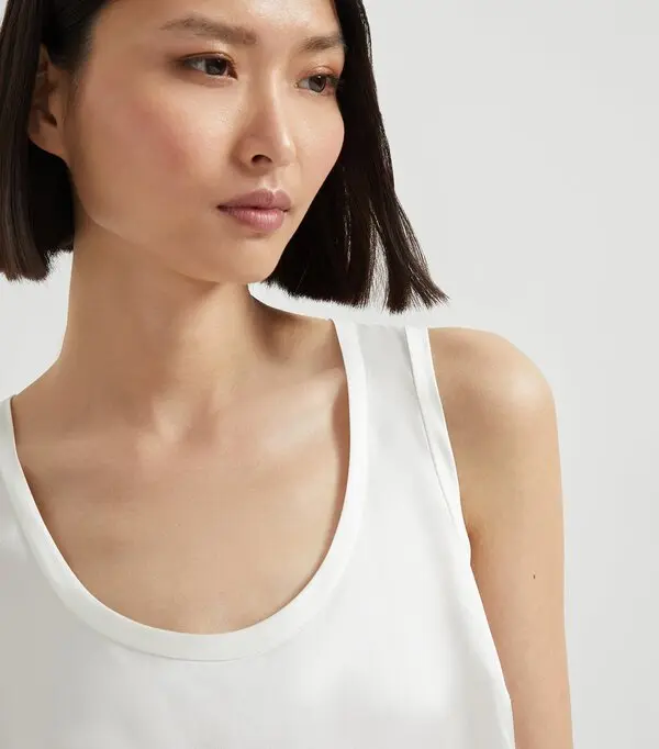 Brunello Cucinelli Stretch-silk Satin Reversible Tank Top - White