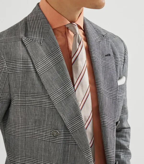 Brunello Cucinelli Silk Stripe Neck Tie - Beige