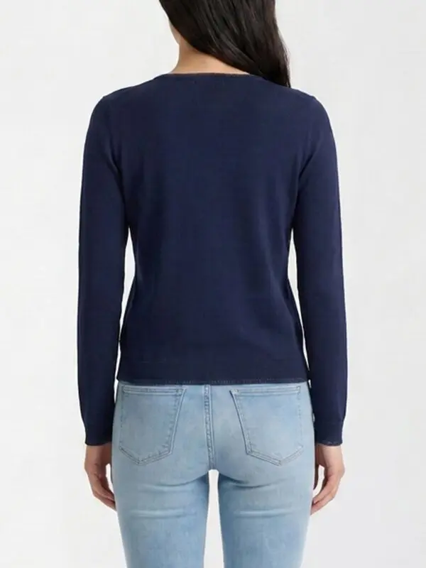 Liu Jo Slim Fit Viscose Blend Cardigan With Contrast Trims - Navy