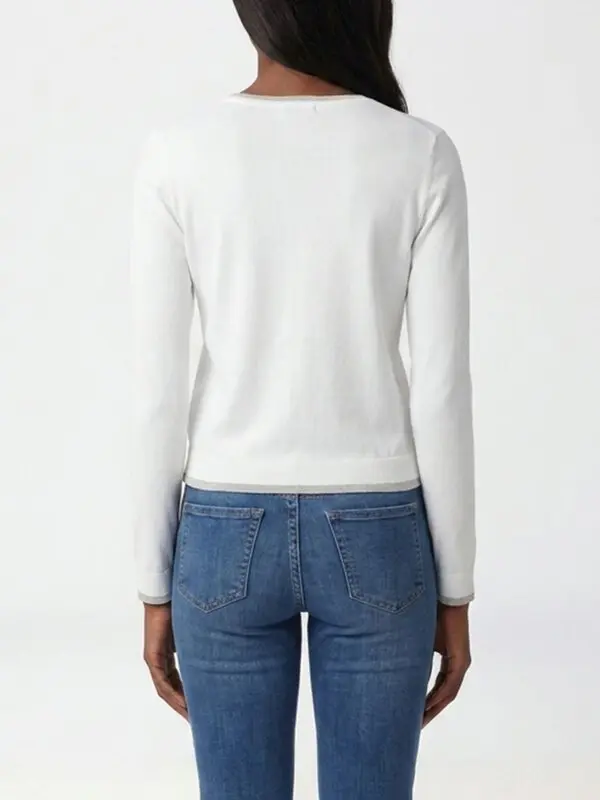 Liu Jo Slim Fit Viscose Blend Cardigan With Contrast Trims - White