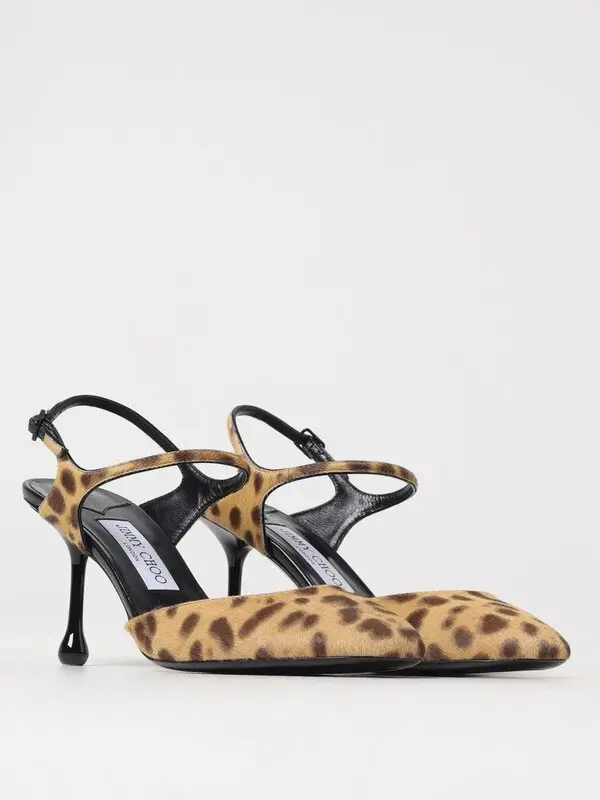 JIMMY CHOO Leopard Print Slingback Pumps - Brown