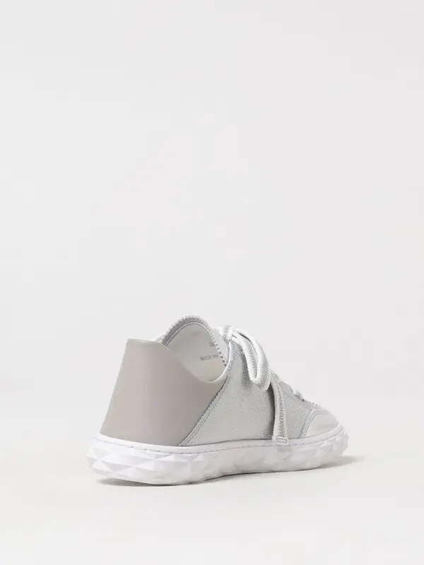 JIMMY CHOO Lace-up Glitter Sneakers - Silver
