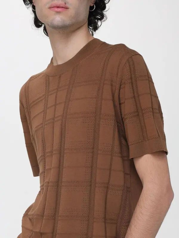 PAOLO PECORA Cotton Crew Neck Sweater - Brown