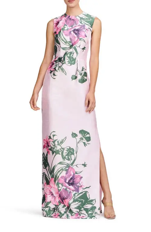 KAY UNGER Ayla Placement Print Column Gown