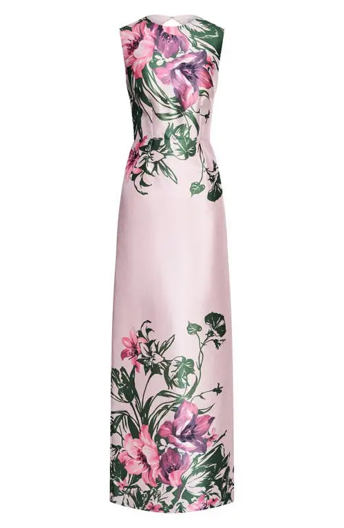 KAY UNGER Ayla Placement Print Column Gown