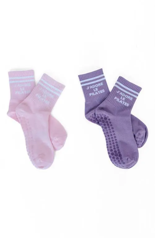 PILATES UNIVERSITY 1883 Assorted Non-slip Quarter Socks - Baby Pink-lavender